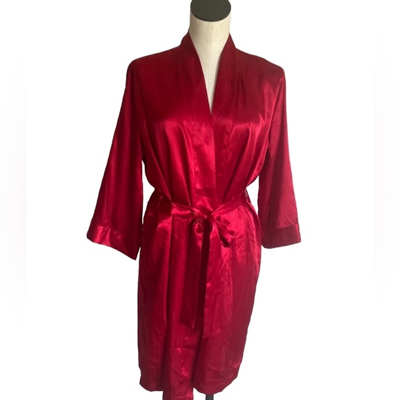 Ambrielle | Intimates & Sleepwear | Ambrielle Satin Robe Red Belted ...